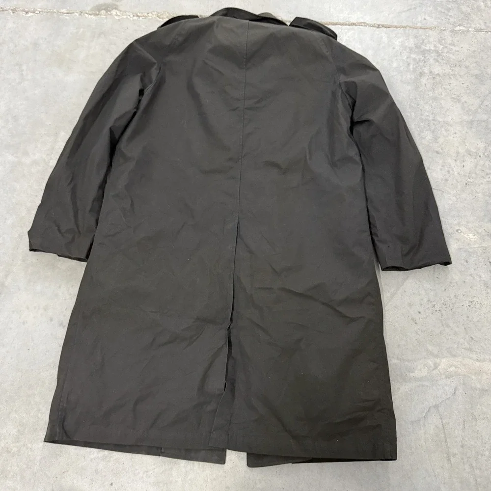 Jackets & Coats | Army Trench Coat Mens 38r Black Good Faux Fur Lined ...